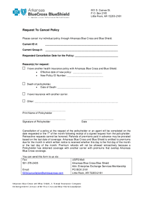 Fillable Online Policy Cancellation Request Form Fax Email Print ...