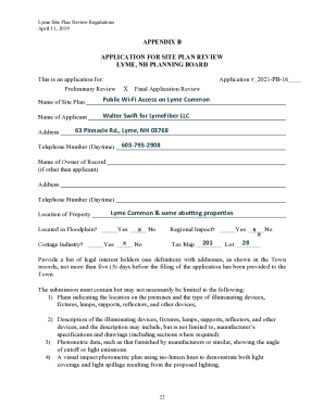 Fillable Online APPENDIX B APPLICATION FOR SITE PLAN REVIEW LYME, NH PLANNING BOARD Fax Email ...