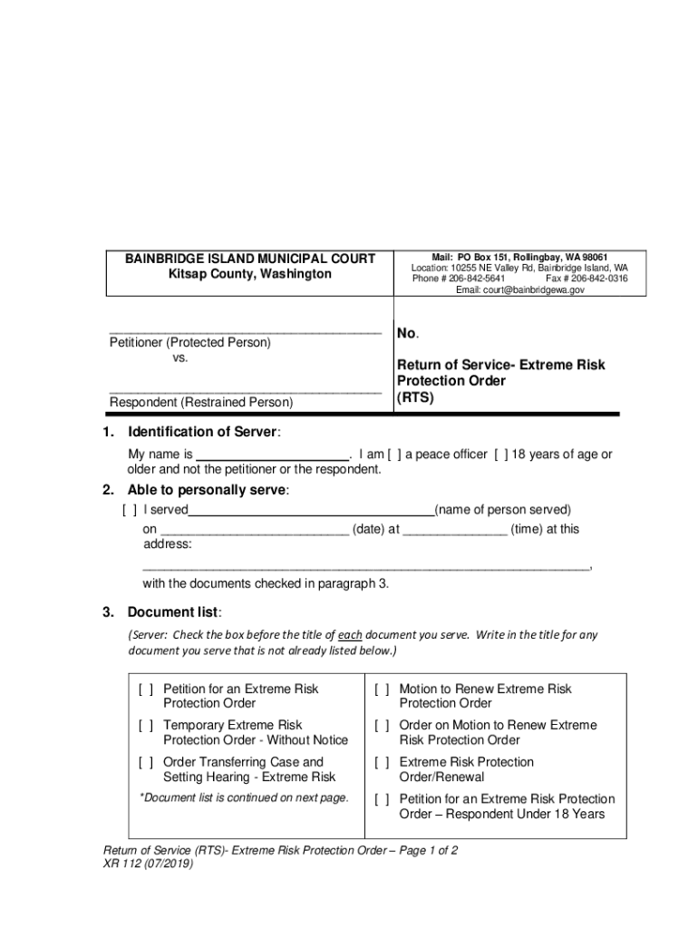 Fillable Online No. Return of Service- Extreme Risk Protection Order ...