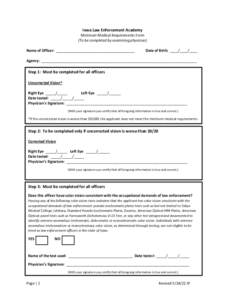 Fillable Online Must be completed for all ... - Iowa Law Enforcement ...