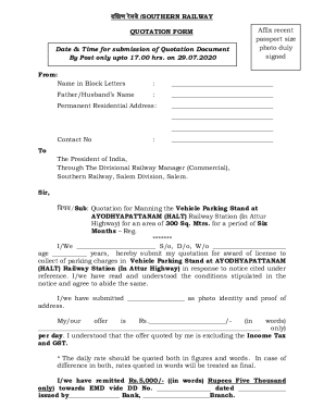 Fillable Online QUOTATION FORM - QUOTATION FORM - QUOTATION FORM ...