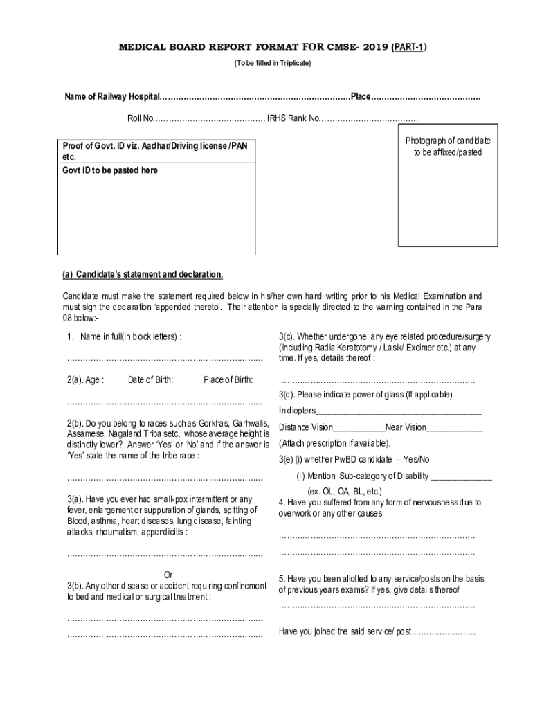 Fillable Online indianrailways gov FREE 15+ Medical Report Forms in ...