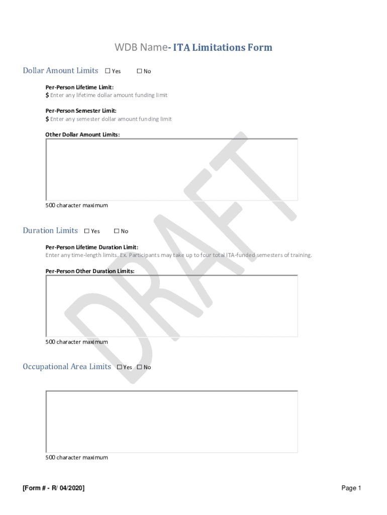 Fillable Online dwd wisconsin ITA Limitations Form - dwd.wi.gov Fax ...