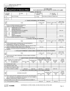 Fillable Online VA Form 10-5588: State Home Report and Statement of ...