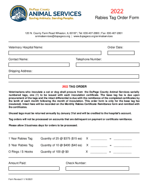 Fillable Online Rabies Tag Order Form Fax Email Print - pdfFiller