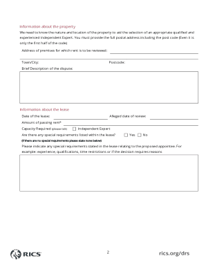 Fillable Online DRS2SB - RICS Dispute Resolution Service (DRS) Fax ...