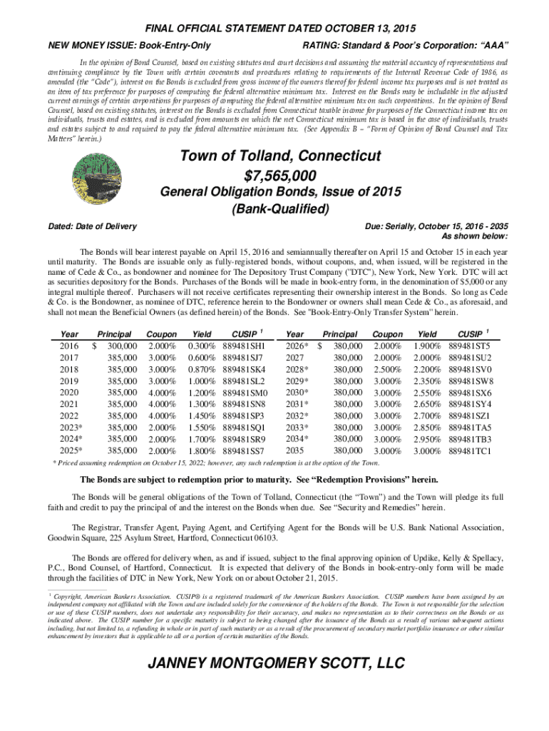 Fillable Online 12. Final Official Statement - DocsLib Fax Email Print ...