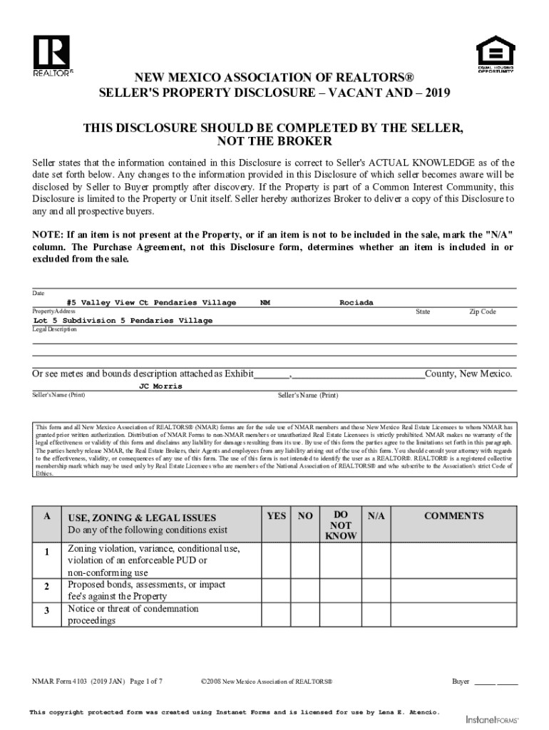 Fillable Online New Mexico Seller Disclosure Form - Fill Online ...