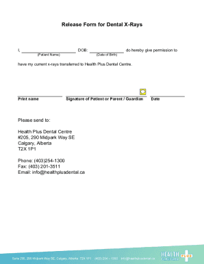 Fillable Online Release Form For Dental X-Rays Fax Email Print - pdfFiller
