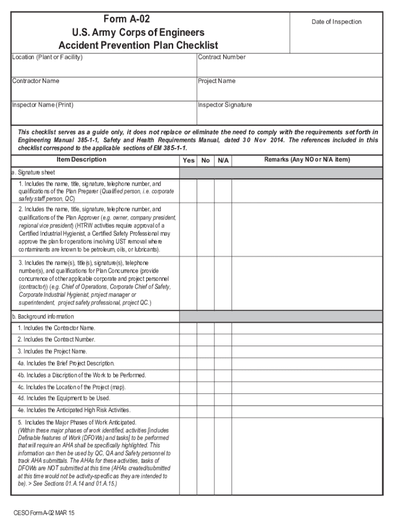 Fillable Online Form A-02 Accident Prevention Plan Fax Email Print - pdfFiller