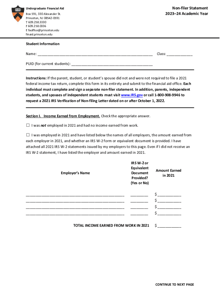 Fillable Online Non-filer Statement (Domestic). Non-filer Statement Fax ...