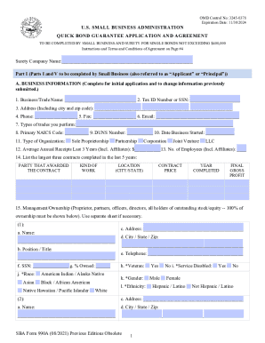 Fillable Online Office of Surety Guarantees - Quick Bond Guarantee ...