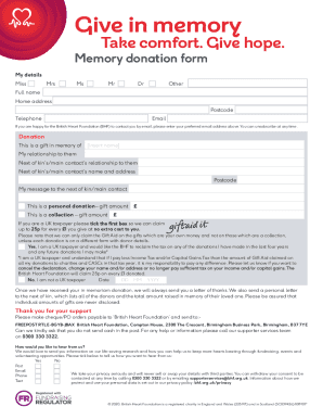 Fillable Online bhf-memory-donation-form-161118 Fax Email Print - pdfFiller