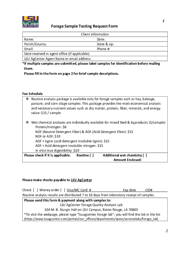 Fillable Online lsuagcenter.commedia1 Forage Sample Testing Request ...