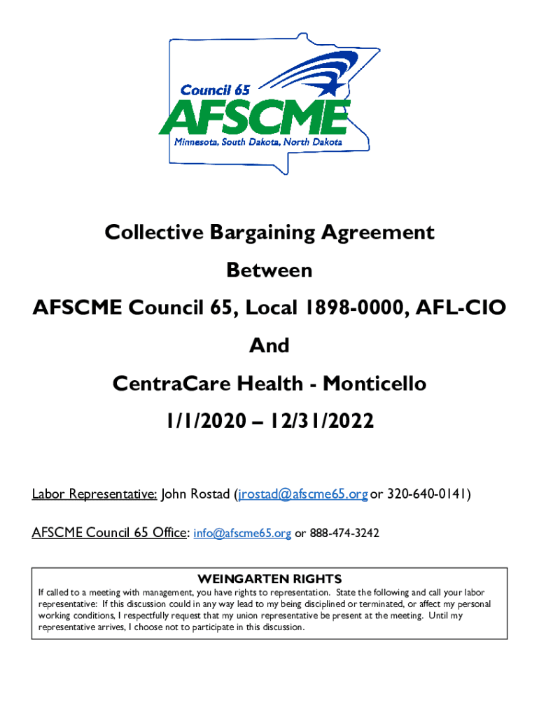 Fillable Online Collective Bargaining Agreement Between AFSCME Council ...