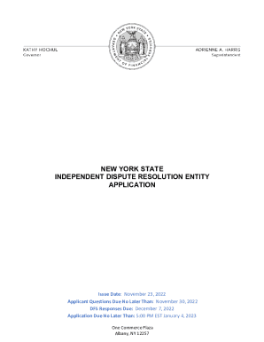 Fillable Online New York State Independent Dispute Resolution Entity ...