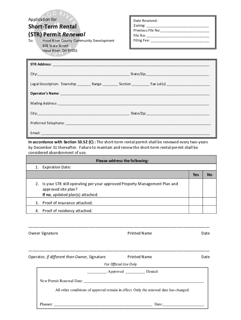 Fillable Online Short-Term-Rental-License-Application ... - City of ...