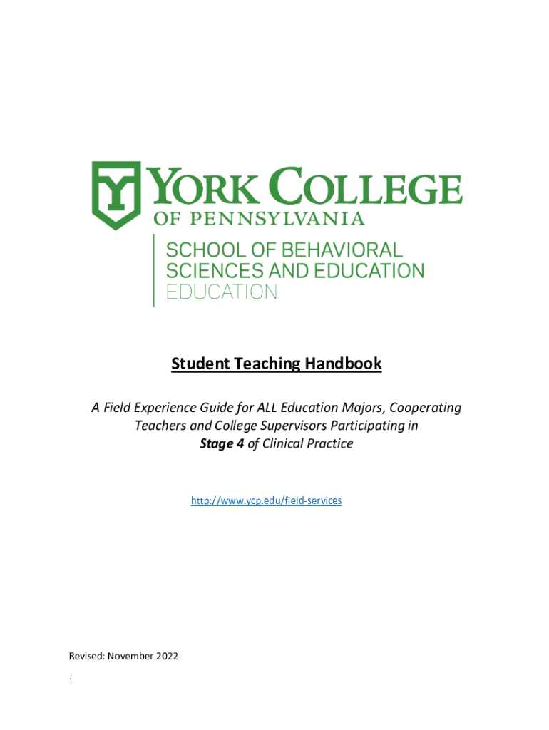 Fillable Online Student Teaching Handbook - Department of Education Fax ...