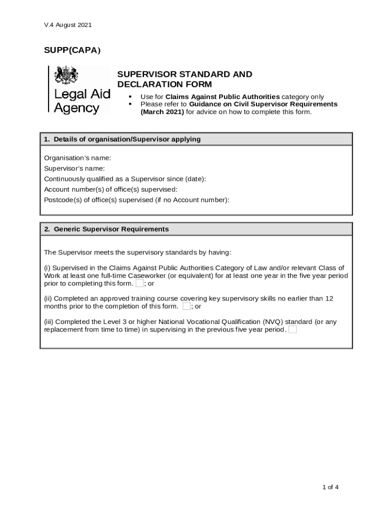 Actions Against the Police etc. Supervisor Declaration . Actions ...