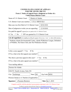 Fillable Online Form 1 Notice Of Appeal From A Judgment Or Order ... Fax Email Print - pdfFiller