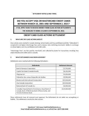 Fillable Online How to claim your money in the Visa / Mastercard class action ... Fax Email ...