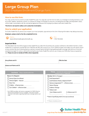Fillable Online Large Group Plan 2023 Employee Enrollment/Change Form. Large Group Plan 2023 ...