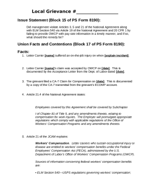 NEW PS 8190 - NALC Bay Area Doc Template | pdfFiller