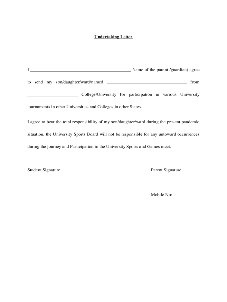 Fillable Online Undertaking LetterFormat, Samples and How To Write an ...