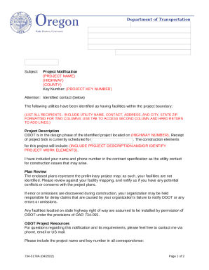 734-5178A Project Notification Letter Multiple w locates - ODOT ...