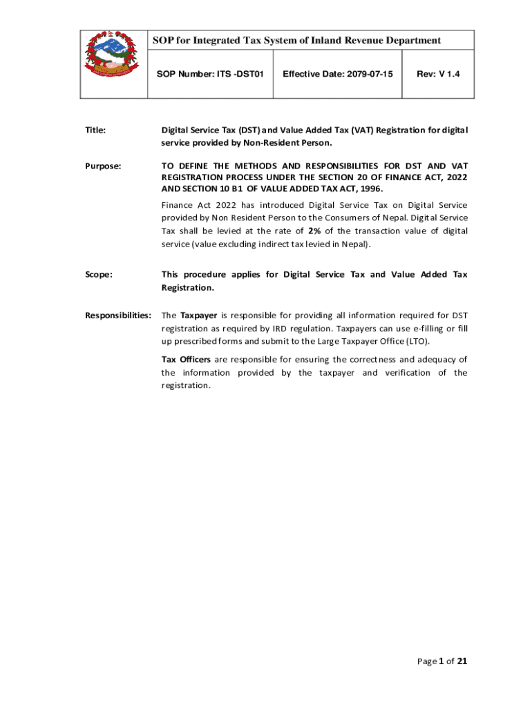 Fillable Online SOP for Integrated Tax System of Inland Revenue ...