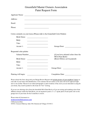 Fillable Online Fillable Online Greenfield Master Owners Association ...