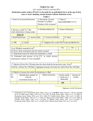 Fillable Online FORM NO. 15H See section 197A(1C) and rule 29C ...