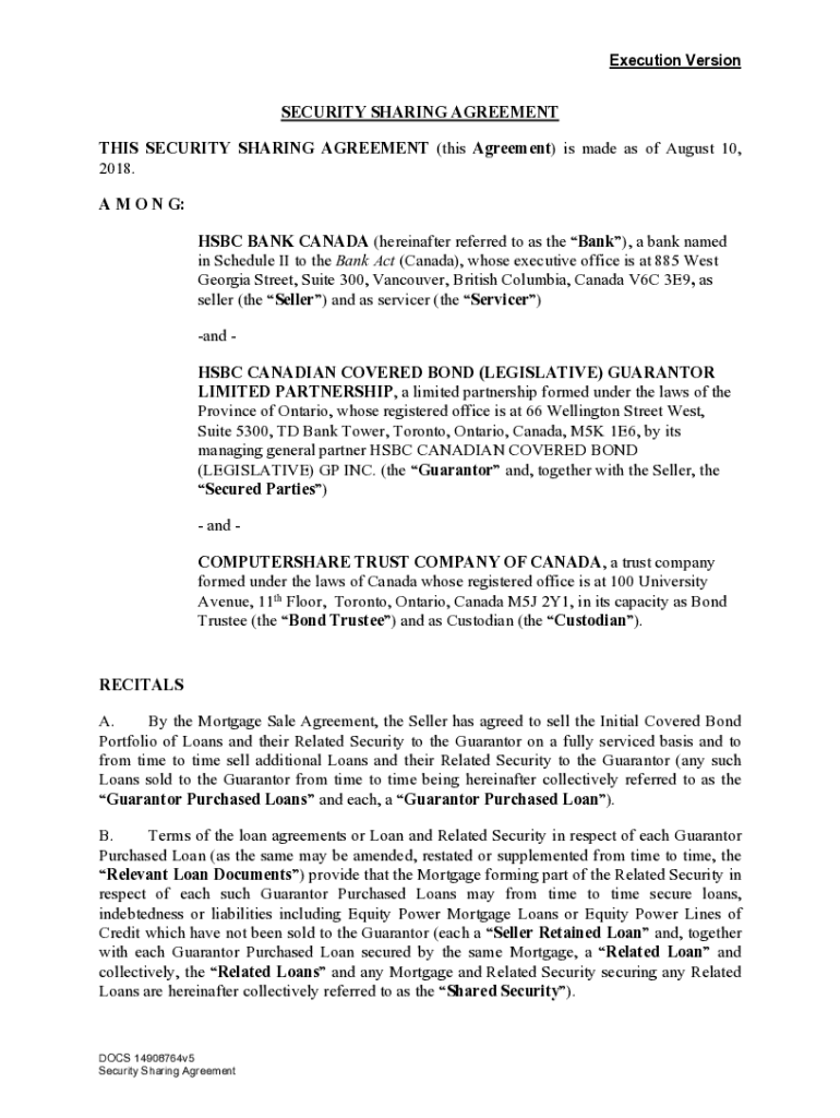 Fillable Online SECURITY SHARING AGREEMENT Sample ClausesLaw Insider Fax Email Print - pdfFiller