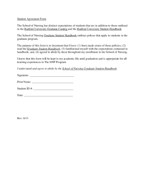Fillable Online Student Agreement Form read the Graduate Student ...
