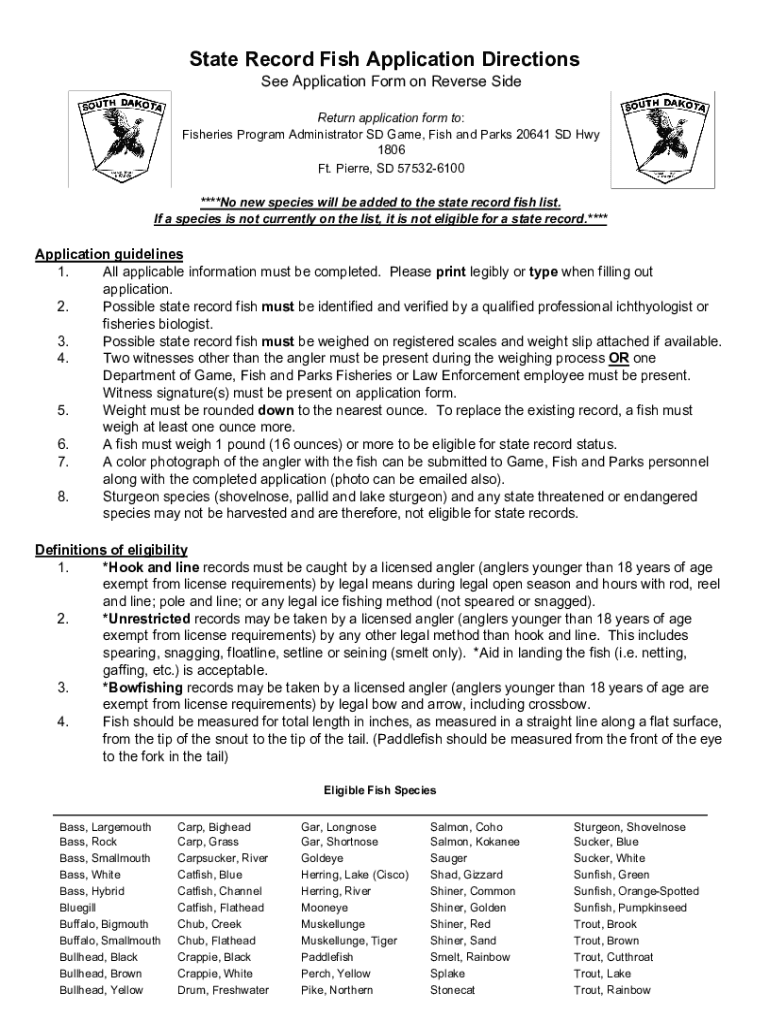 Fillable Online gfp sd Fillable Online gfp sd State Record Fish ...