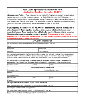 Fillable Online Your Cause Sponsorship Application Form Fax Email Print - pdfFiller