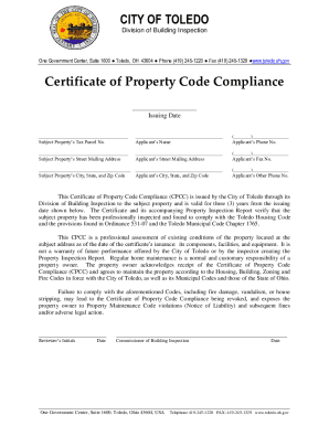 Fillable Online CERTIFICATE OF OCCUPANCY FOR EXISTING BUILDINGS - Oh ...