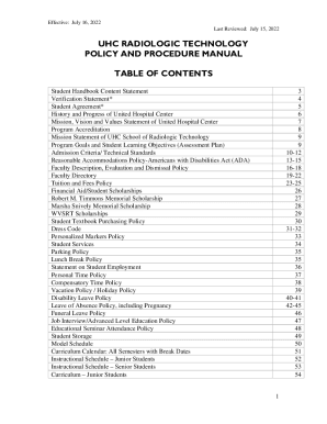 Fillable Online UHC RADIOLOGIC TECHNOLOGY POLICY AND PROCEDURE MANUAL ...