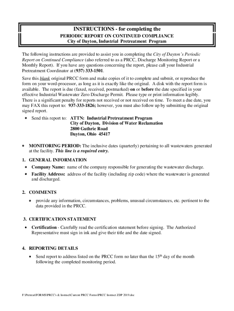 Fillable Online Fillable Online Periodic Report on Continued Compliance ...