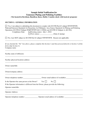 Fillable Online Fillable Online Sample Initial Notification for ...