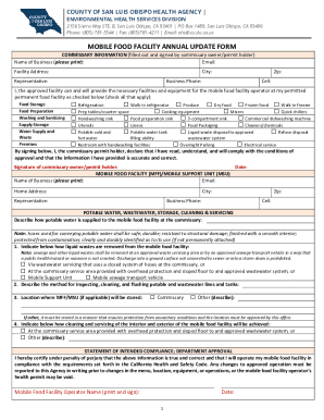 Fillable Online MOBILE FOOD FACILITY ANNUAL UPDATE FORM Fax Email Print ...