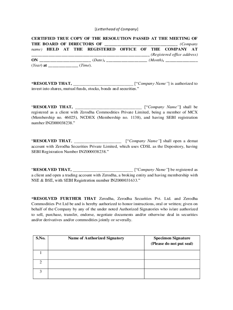 Fillable Online Format of Director Appointment Letter, Resolution ...
