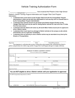 Fillable Online Vehicle Training Authorization Form Fax Email Print ...