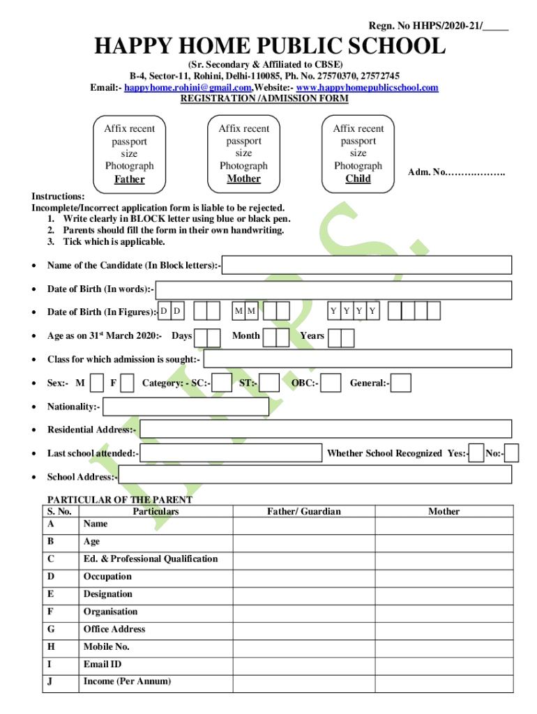 Fillable Online Happy Home Public SchoolPowered By: Candour Systems Fax ...