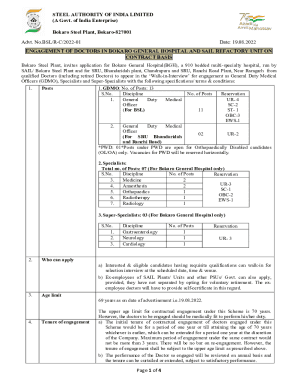 Fillable Online STEEL AUTHORITY OF INDIA LIMITED (A Govt. of India ...