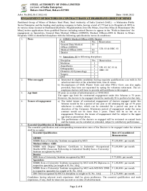 Fillable Online STEEL AUTHORITY OF INDIA LIMITED (A Government of India ...