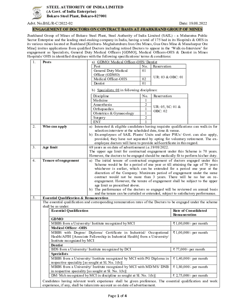 Fillable Online STEEL AUTHORITY OF INDIA LIMITED (A Government of India Enterprise) Fax Email ...