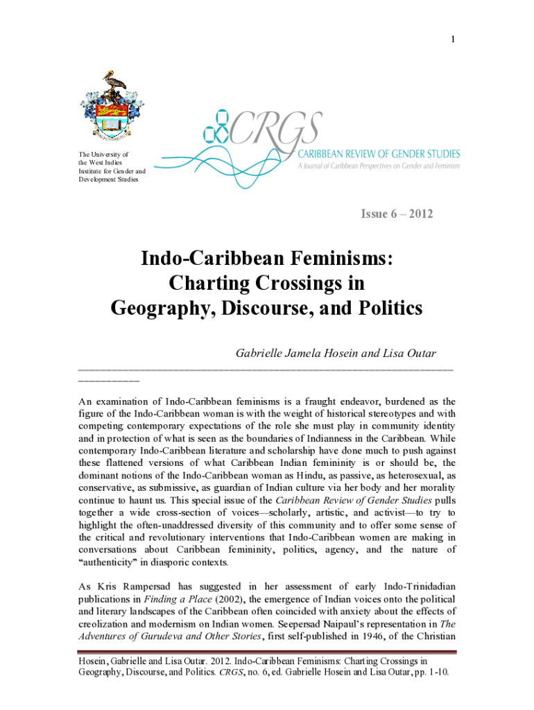 Fillable Online sta uwi The UWI Gender PolicyInstitute for Gender and ...