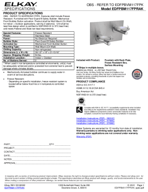 Fillable Online OBS - REFER TO EDFPBM117FPRAK SPECIFICATIONS Model OVL ...