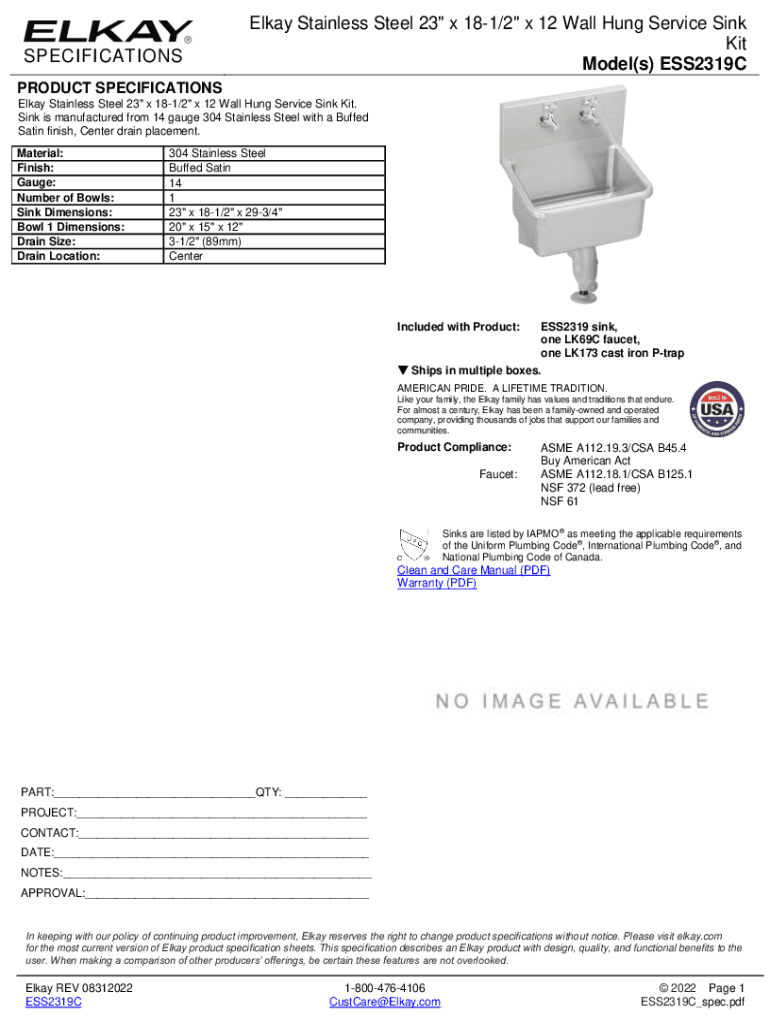 Fillable Online Fillable Online Elkay Stainless Steel 60 x 20 x 8 Wall ...